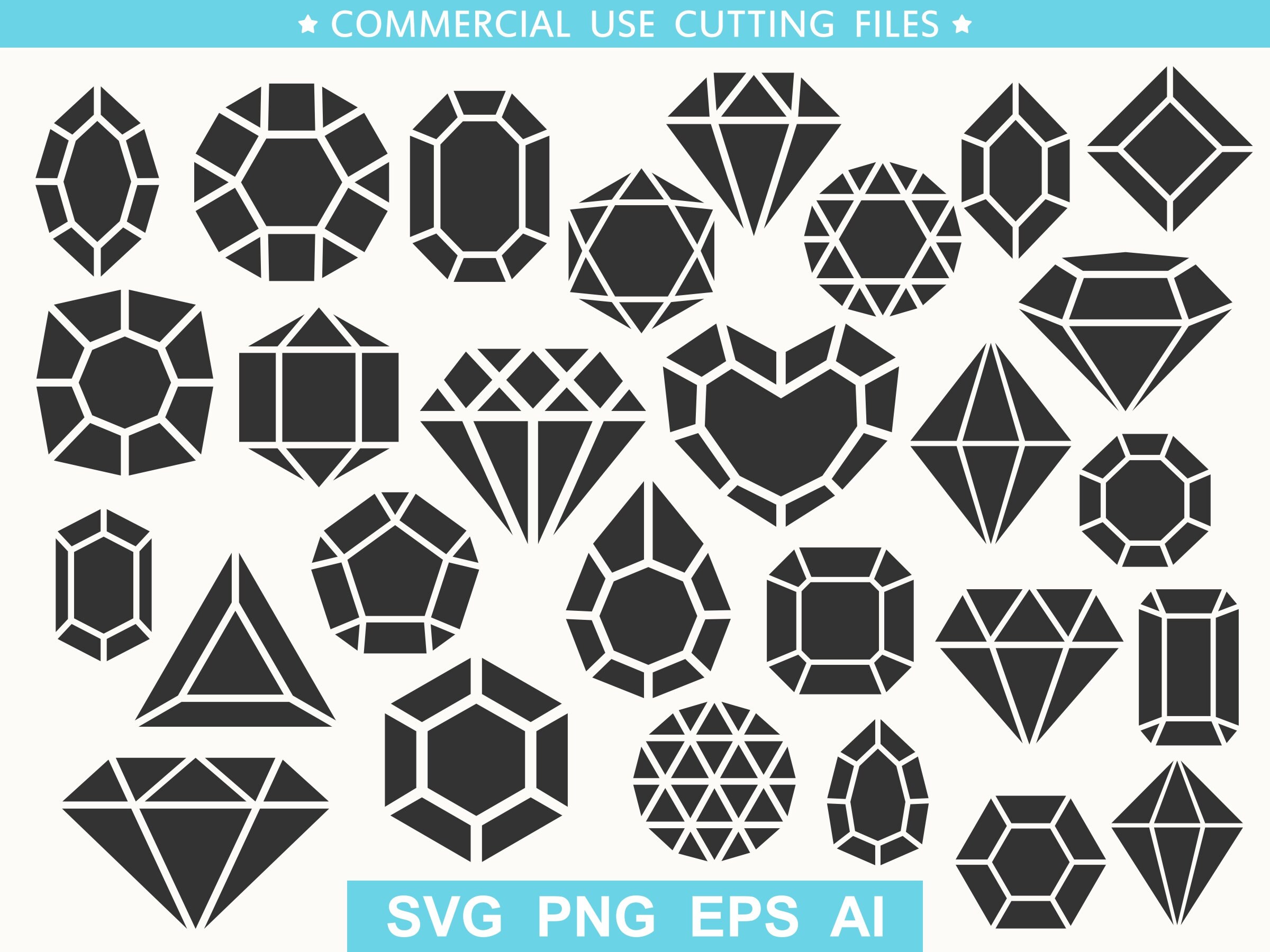 Diamond Svg Bundle, Diamond Png, Diamond Silhouette, Diamond Cricut Svg ...