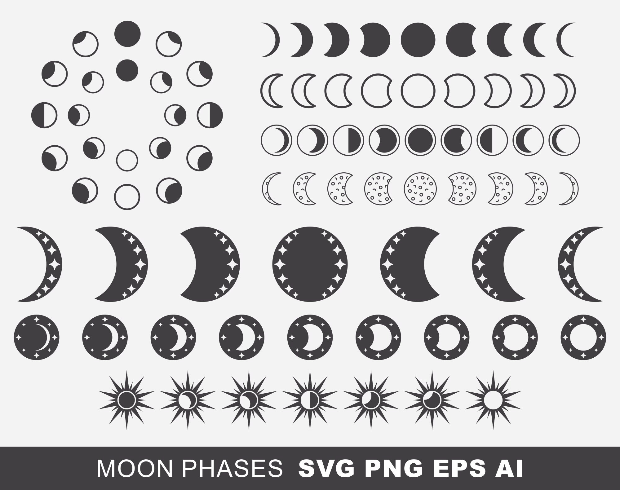 Moon Clipart Moon Phase Svg Moon Svg Moon Vector Moon Phases Svg Moon ...