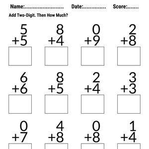 Twenty-five Single Digit Addition Math Worksheets Math Easy Math Adding ...