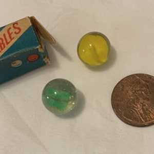 Mini Cat's Eye Marbles - in Box - Doll Size - Vintage - Made in Japan ...