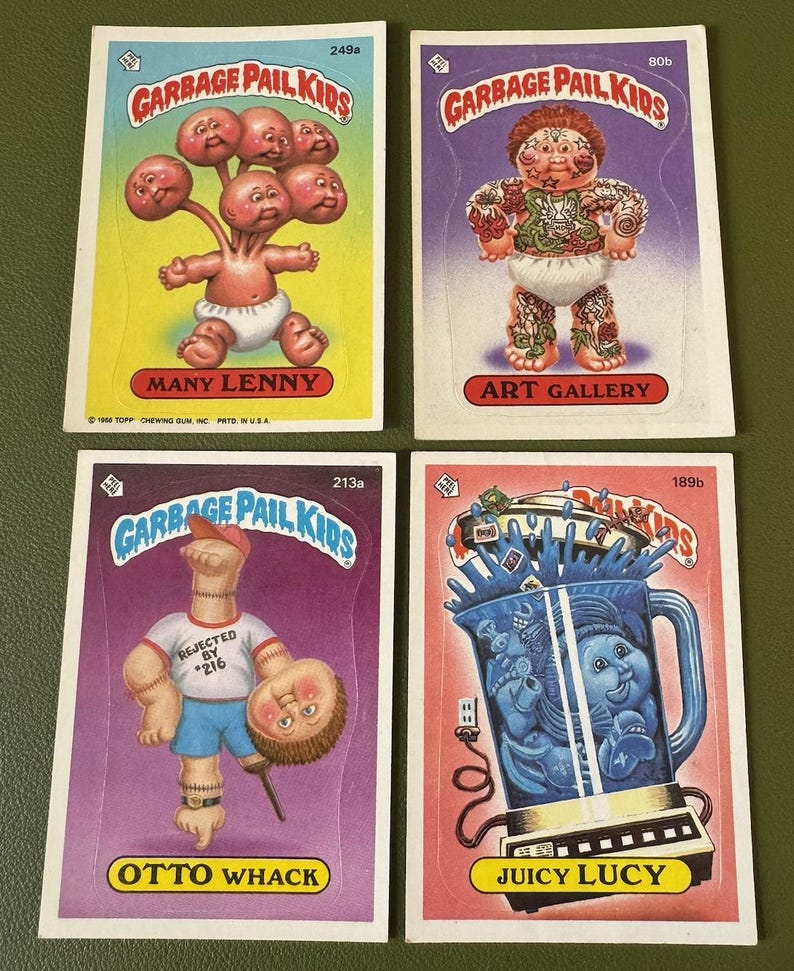 Garbage Pail Kids - Many Lenny 249a, Art Gallery 80b, Otto Whack 213a ...