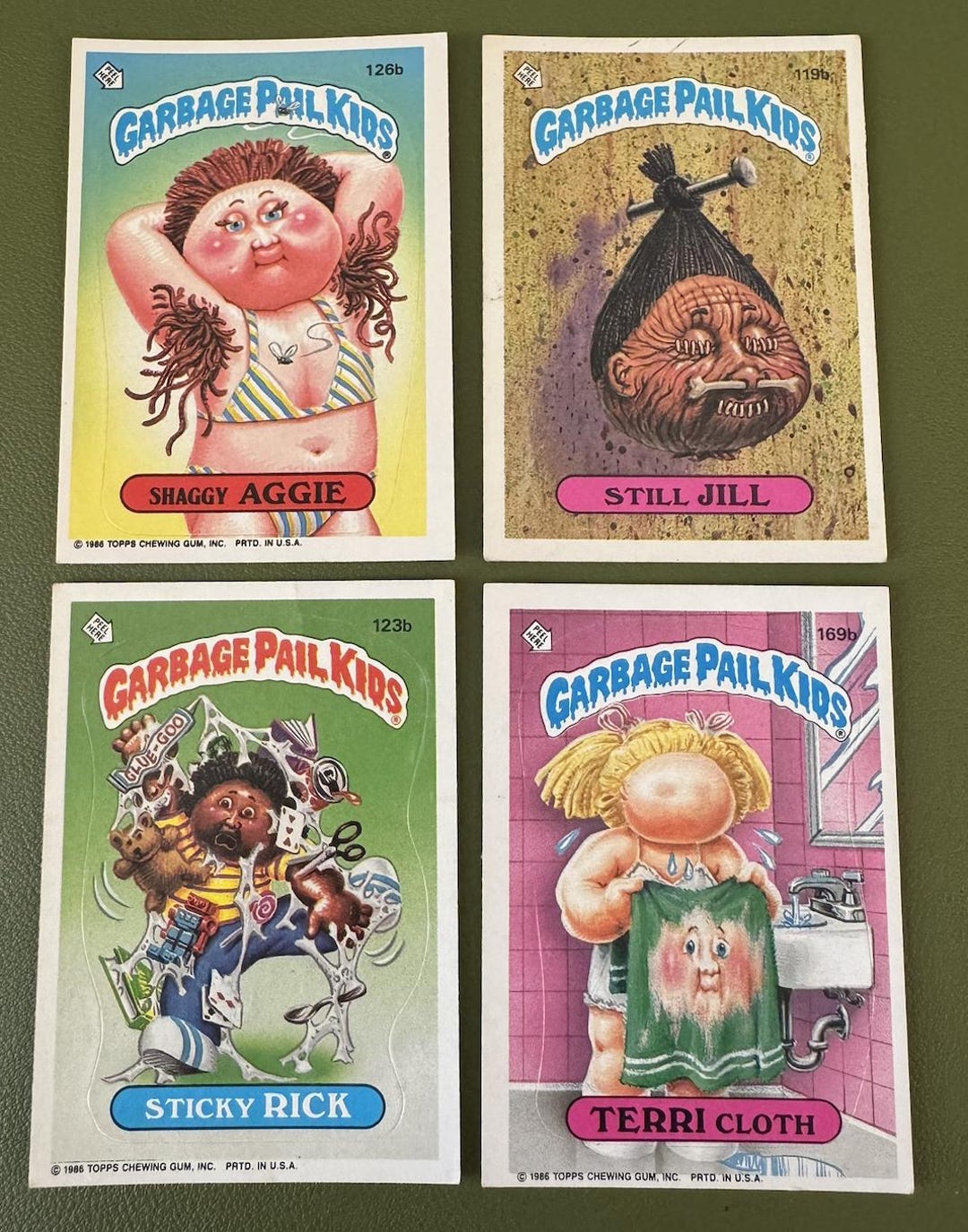 Topps - Garbage Pail Kids - Shaggy Aggie 126b, Still Jill 119b, Sticky ...