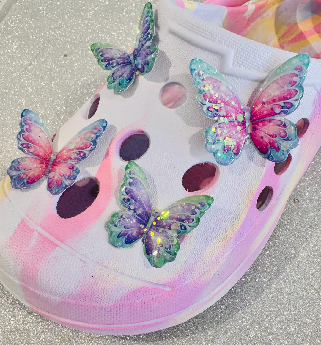 Pastel Butterfly Shoe Charms: Enamel Kids' Croc Accessories, Recycled ...