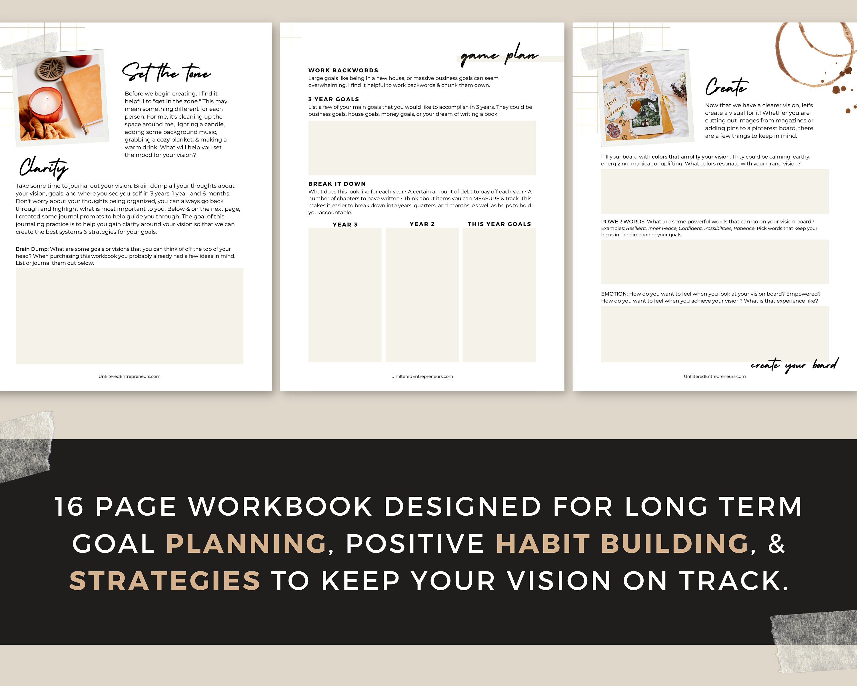 Vision Board Workbook 2025, Manifestation Planner, Goal Setting Planner ...