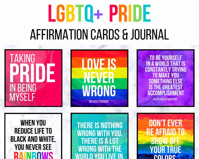 LGBTQ Pride Affirmation Cards & Journal Pride Printables | Etsy