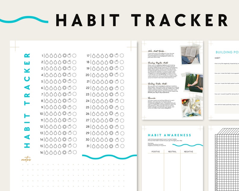 Habit Tracker and Planner - Goal Setting, Daily Weekly & Monthly Habit ...