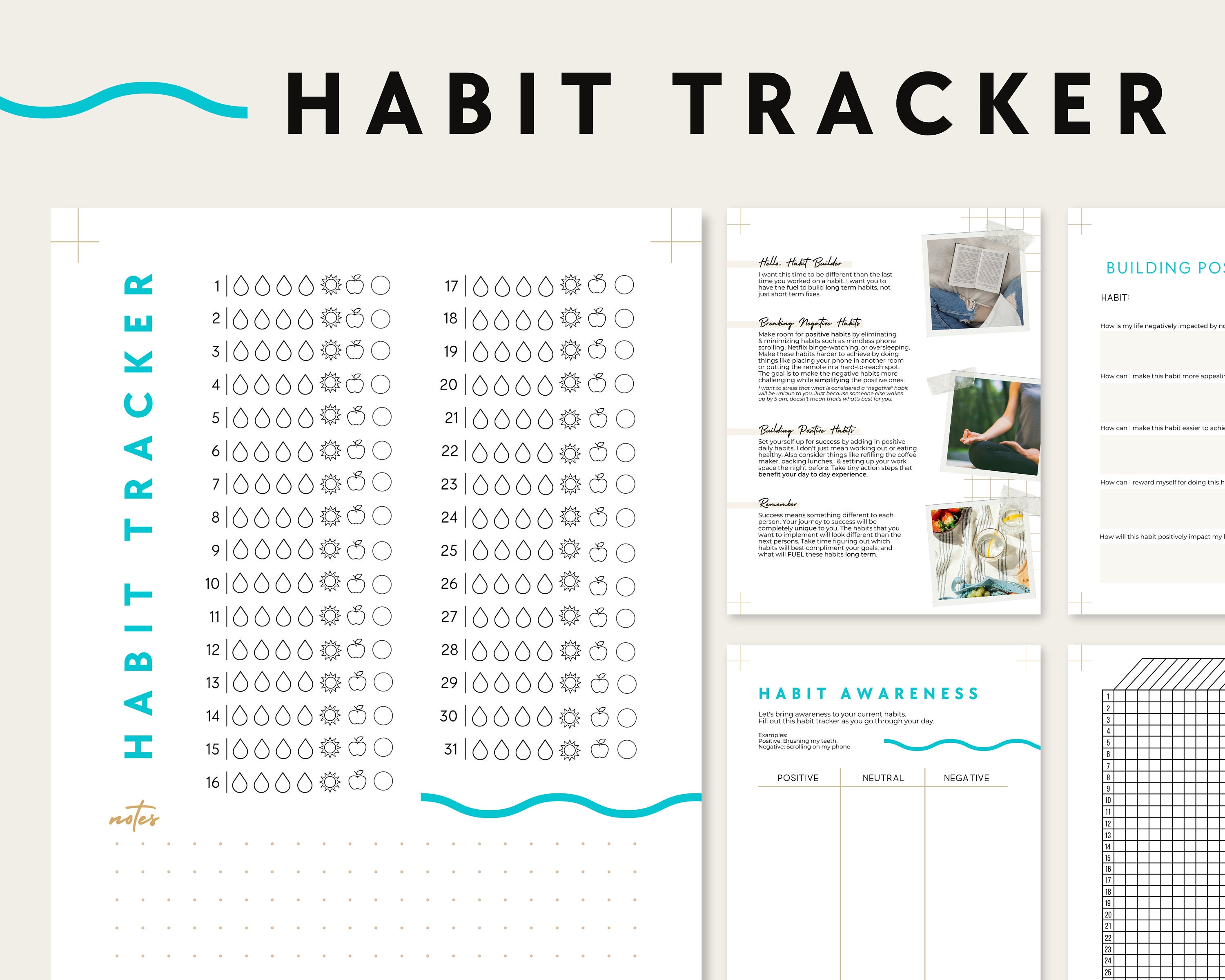 Habit Tracker and Planner Goal Setting, Daily Weekly & Monthly Habit ...