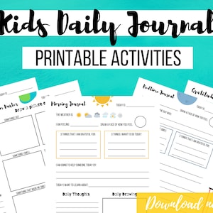 Kids Daily Journal Printable, Kids Activity Downloads, Gratitude ...