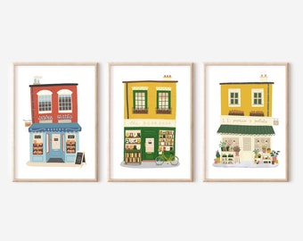 Bookshop Art Print Cute Shop Illustration A6 A5 A4 A3 | Etsy