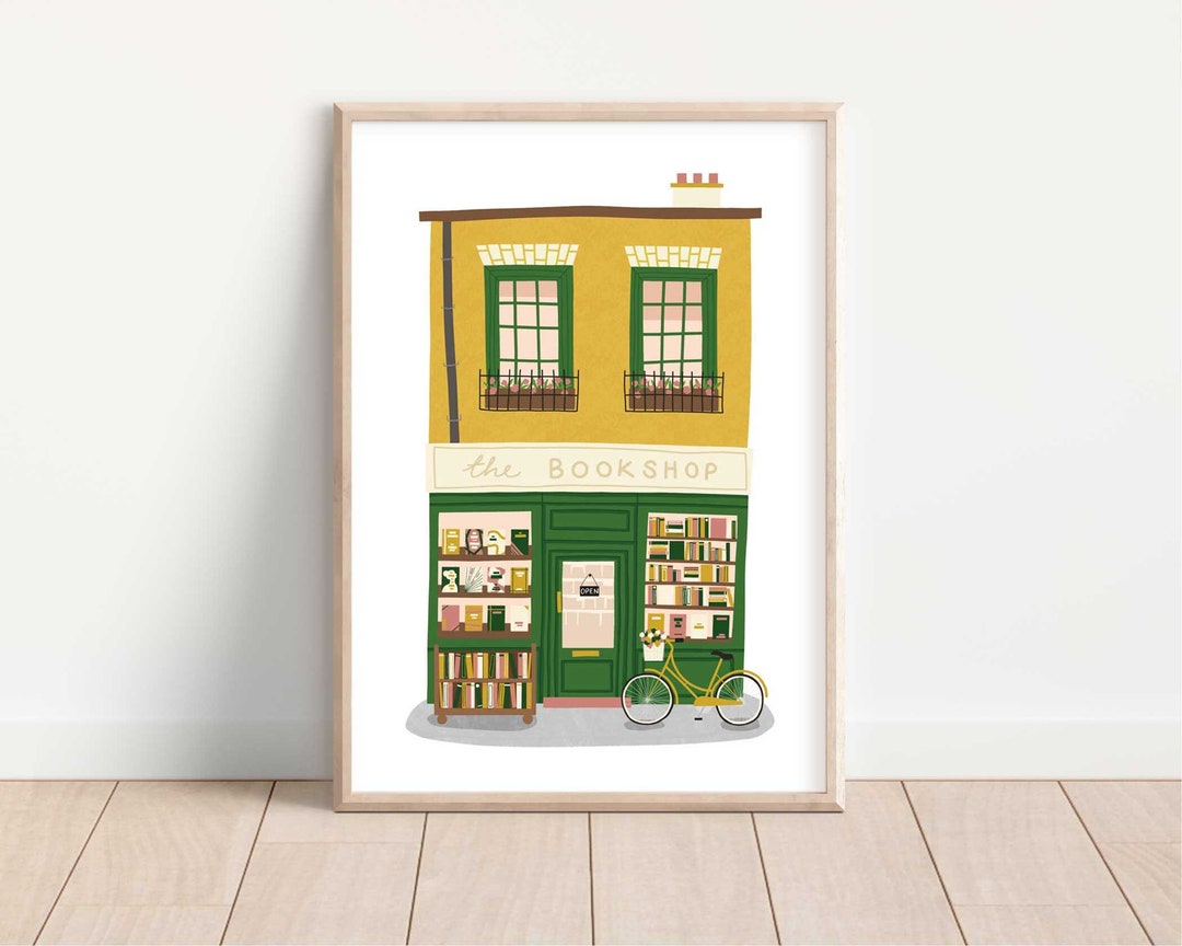 Bookshop Art Print Cute Shop Illustration A6, A5, A4, A3 Print - Etsy