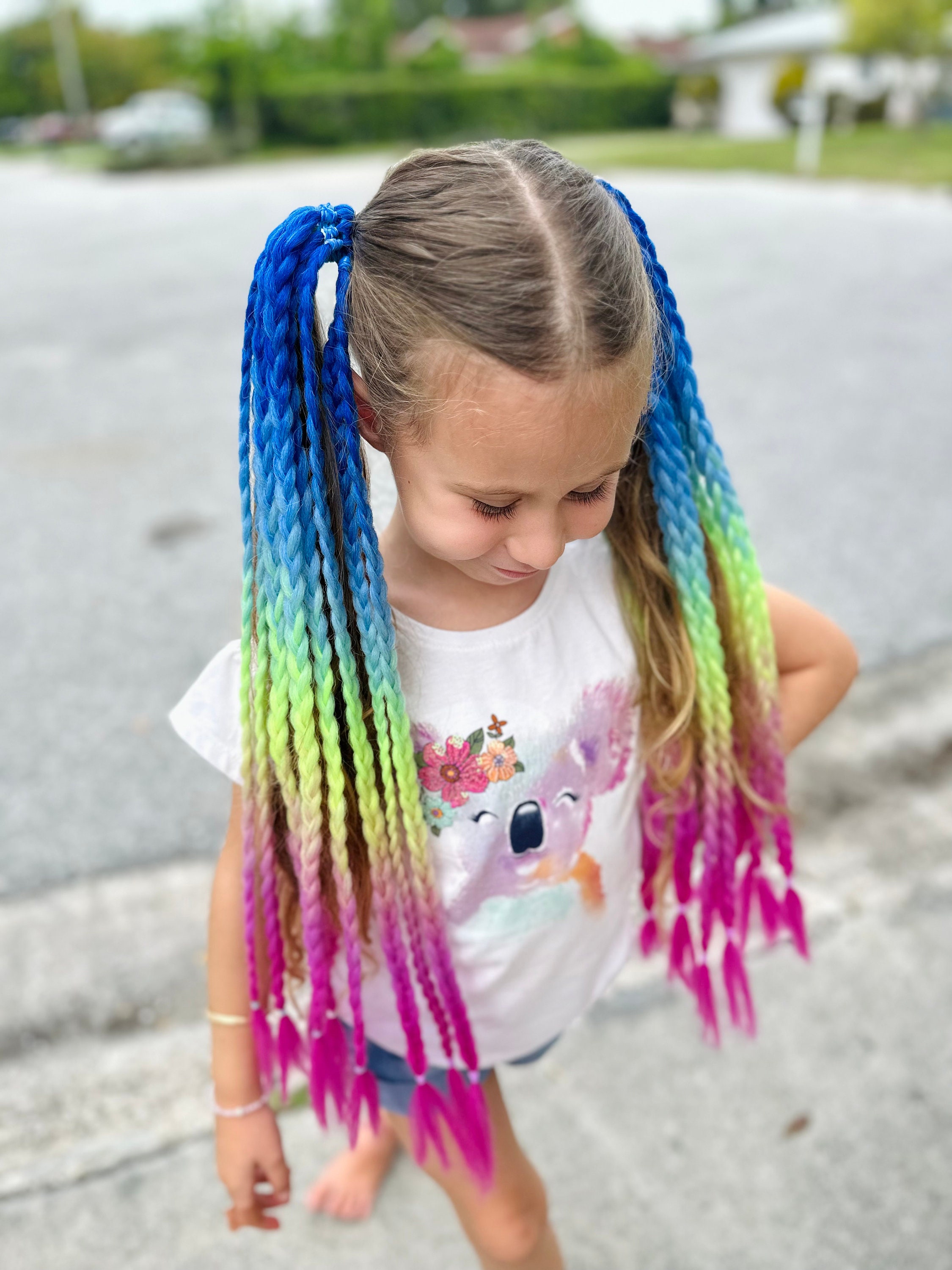 Rainbow Braided Ponytail Extensions Set - Etsy