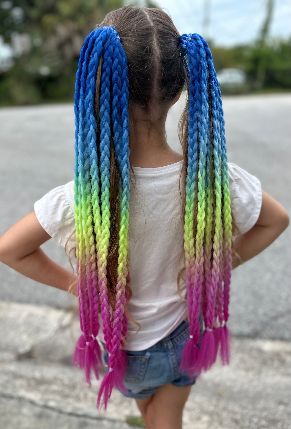 Rainbow Braided Ponytail Extensions Set - Etsy