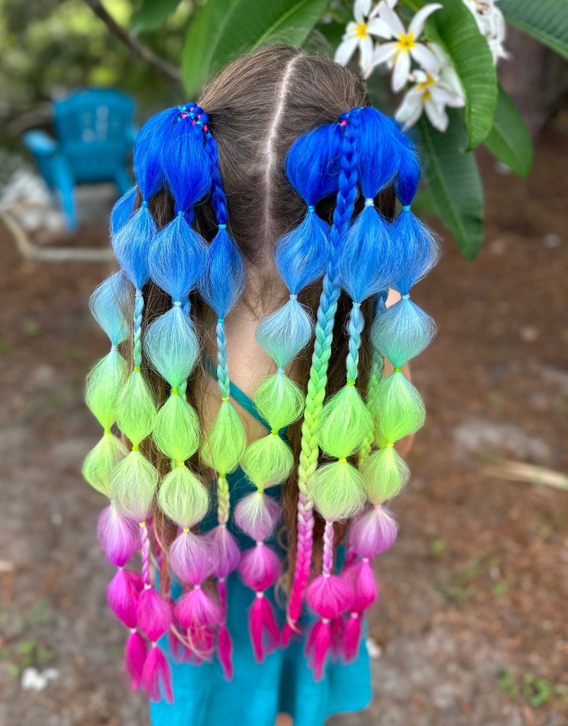 Rainbow Popsicle Braided Ponytail Set - Etsy