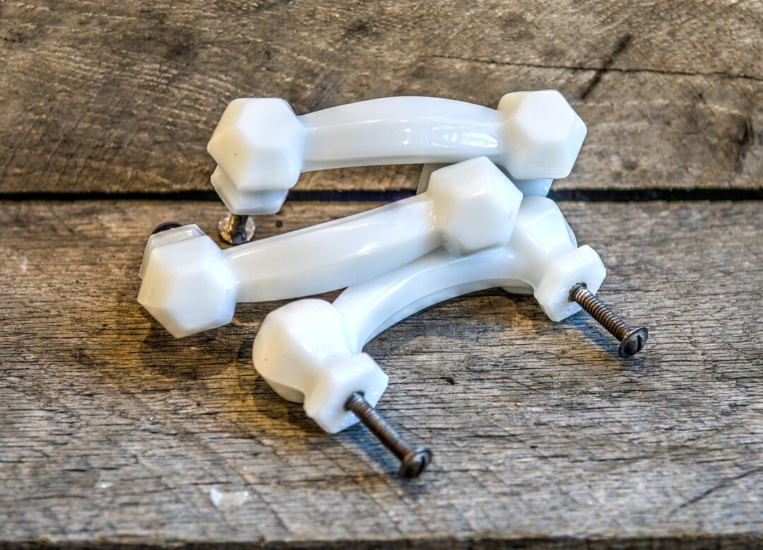 Milk Glass Drawer Handles - Etsy