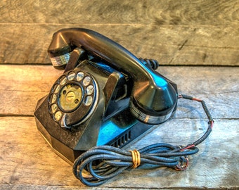 VINTAGE TELEPHONE MONOPHONE Automatic Electric Rotary Telephone Black ...