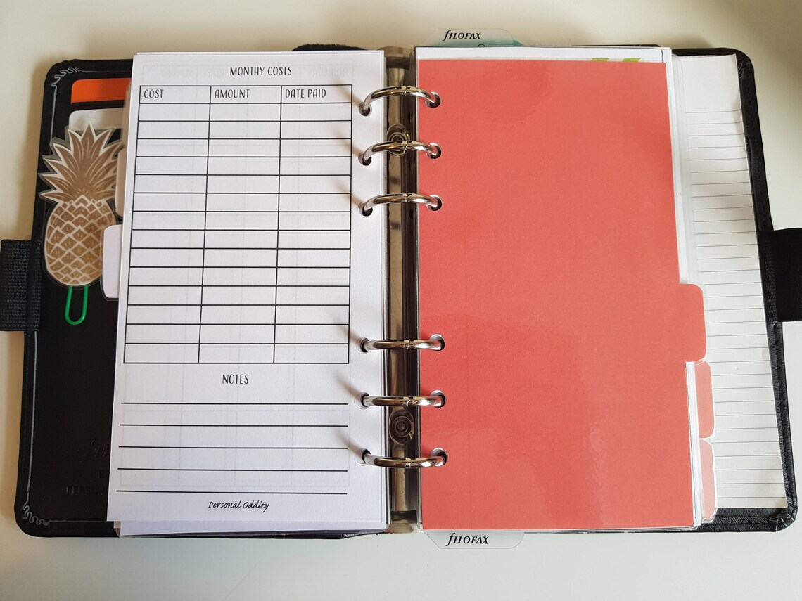 Personal Size Filofax Planner Inserts, Monthly CALENDAR, Dates Not ...