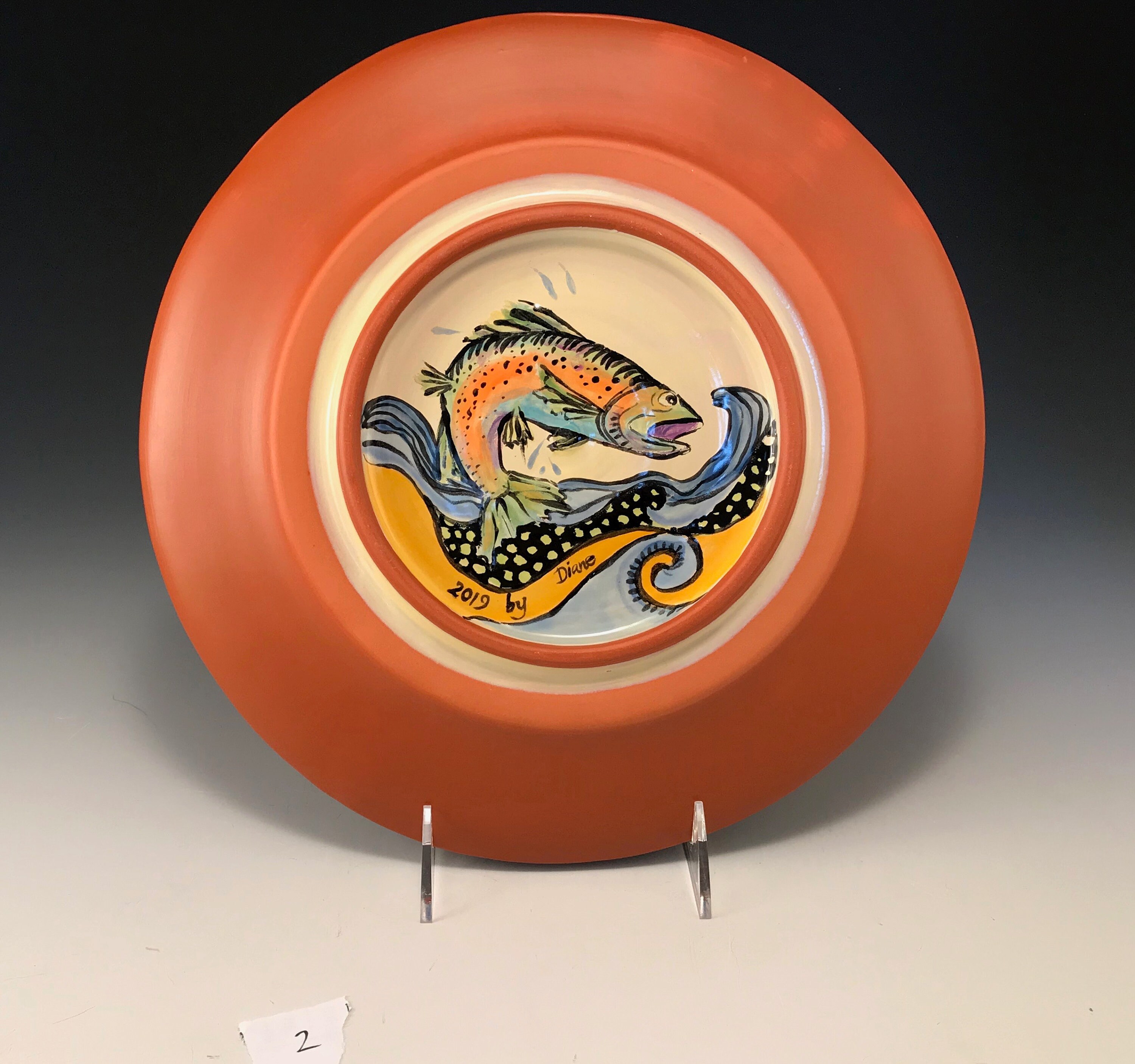 Handmade Pottery Trout Plate, Dianeartistpotter, Fly Fishing Gift ...