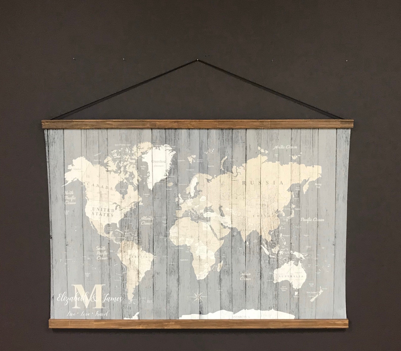 Hanging World Map Detailed World Map Travel Map Document - Etsy