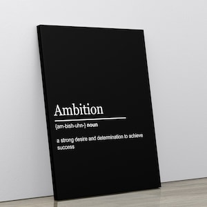 Ambition Definition Wall Art, Office Decor, Entrepreneur Motivation ...
