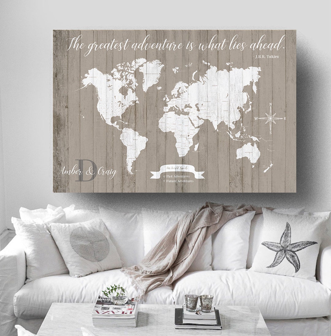 Personalized World Travel Map, Personalized Push Pin Map, Detailed ...