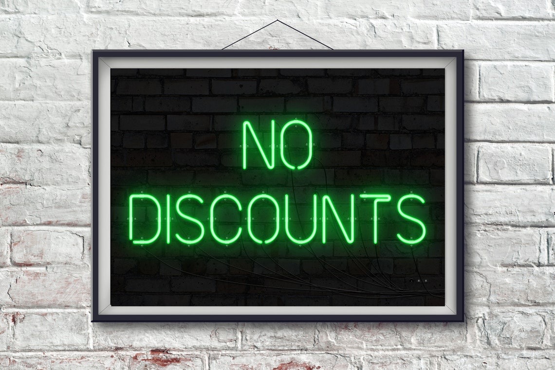 Funny Sign No Discount Sign Funny Motivational Wall Art | Etsy