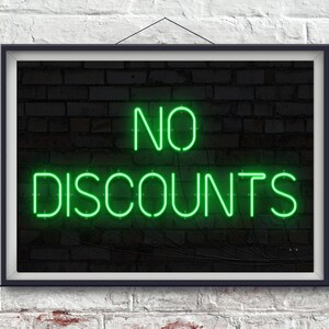 Funny Sign, No Discount Sign, Funny Motivational Wall Art Motivational ...
