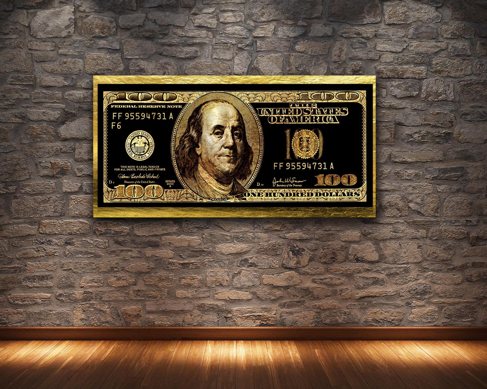 100 Dollar Bill Money Art Entrepreneur Art Gold 100 Dollar - Etsy