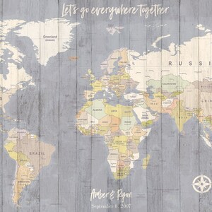 Personalized World Travel Map, Personalized Push Pin Map, Detailed ...