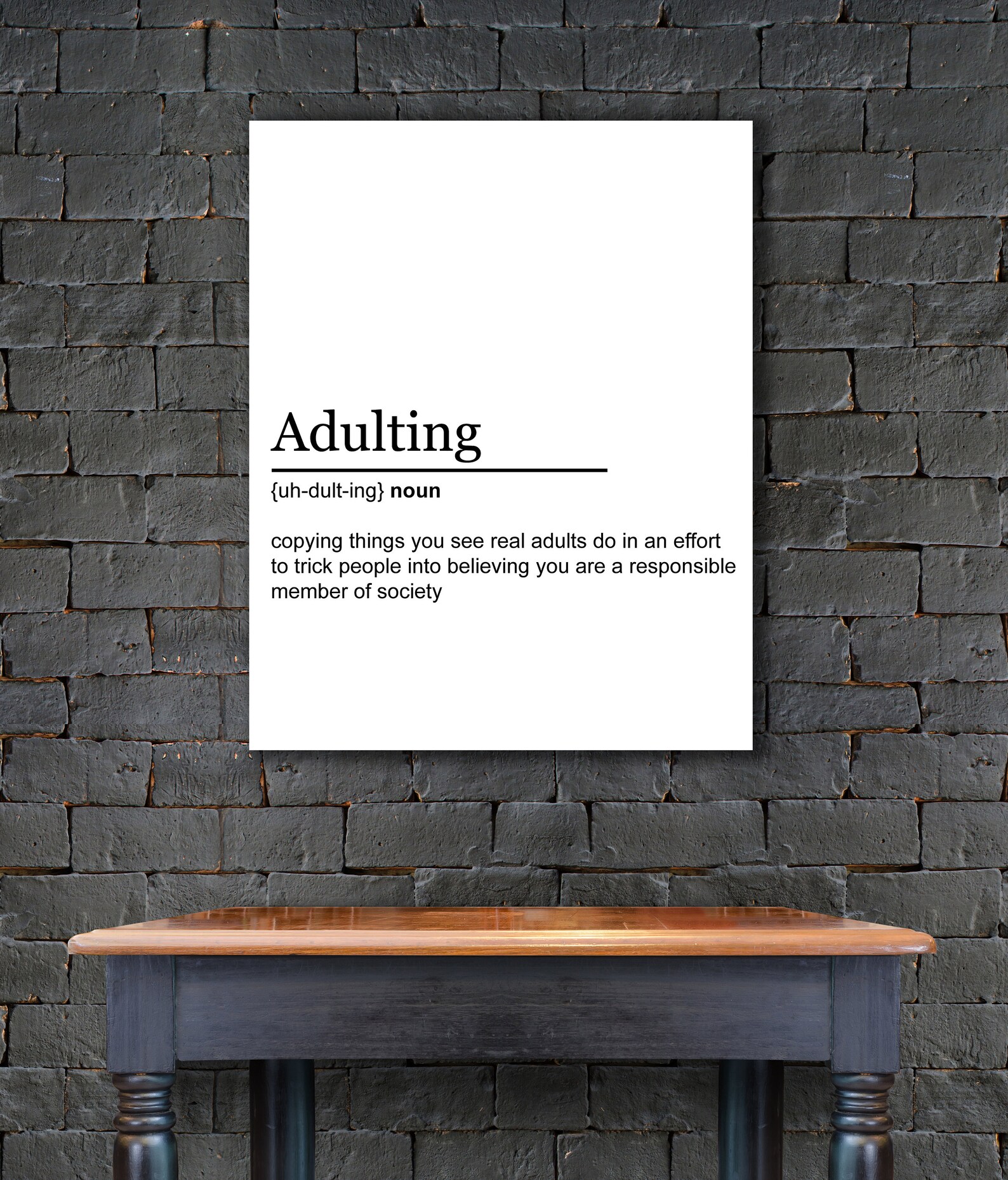 Adulting Definition Wall Art, Office Decor, Entrepreneur Motivation ...