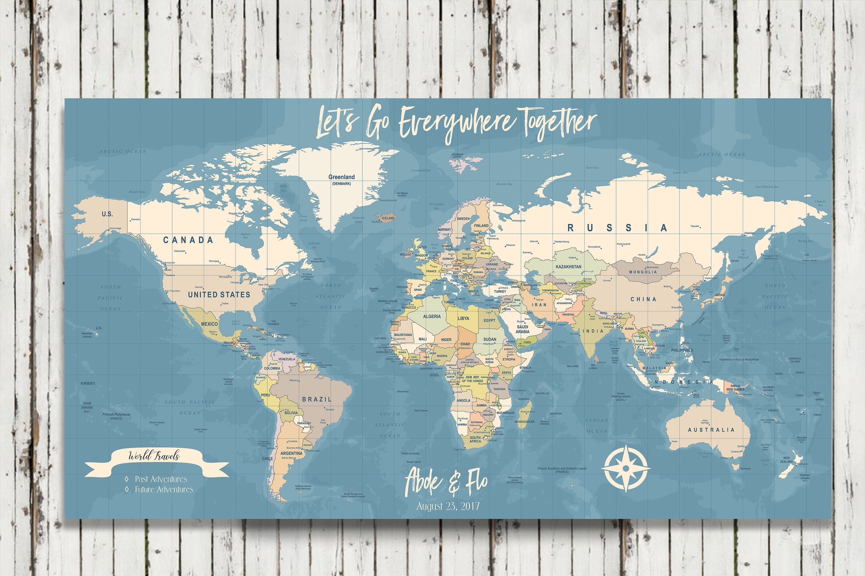 Personalized World Travel Map, Personalized Push Pin Map, Detailed ...