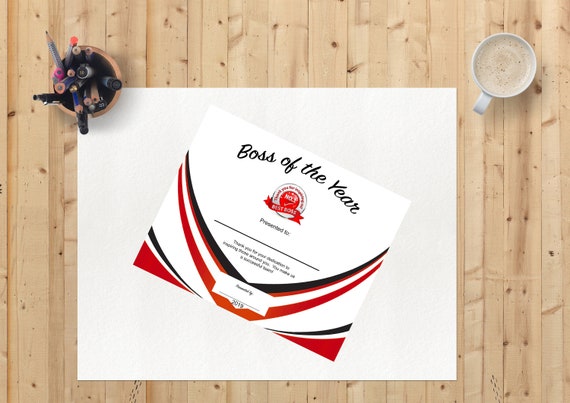 Printable Boss of the Year Award | Etsy