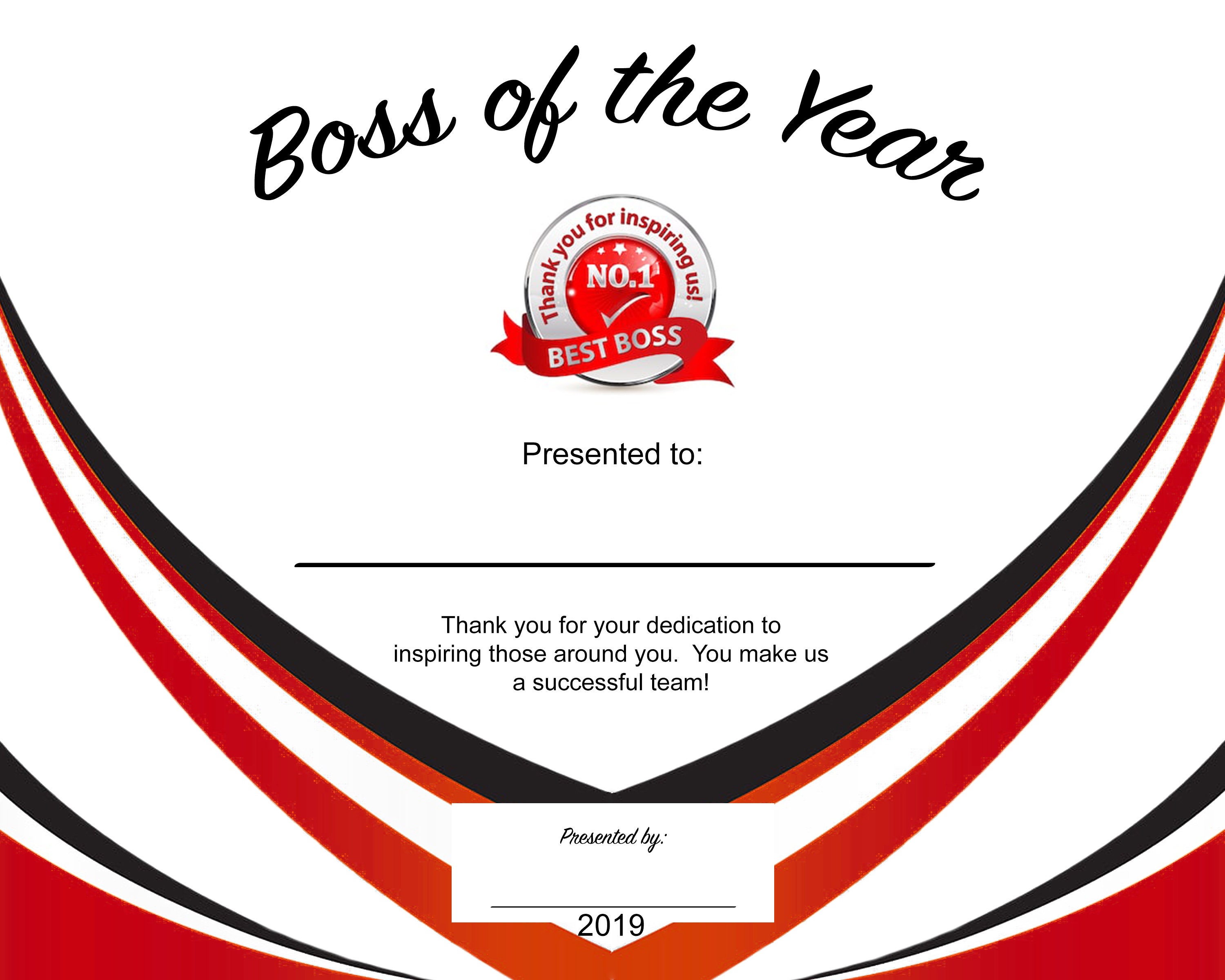 Printable Boss of the Year Award - Etsy