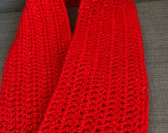 Red Knit Scarf | Etsy