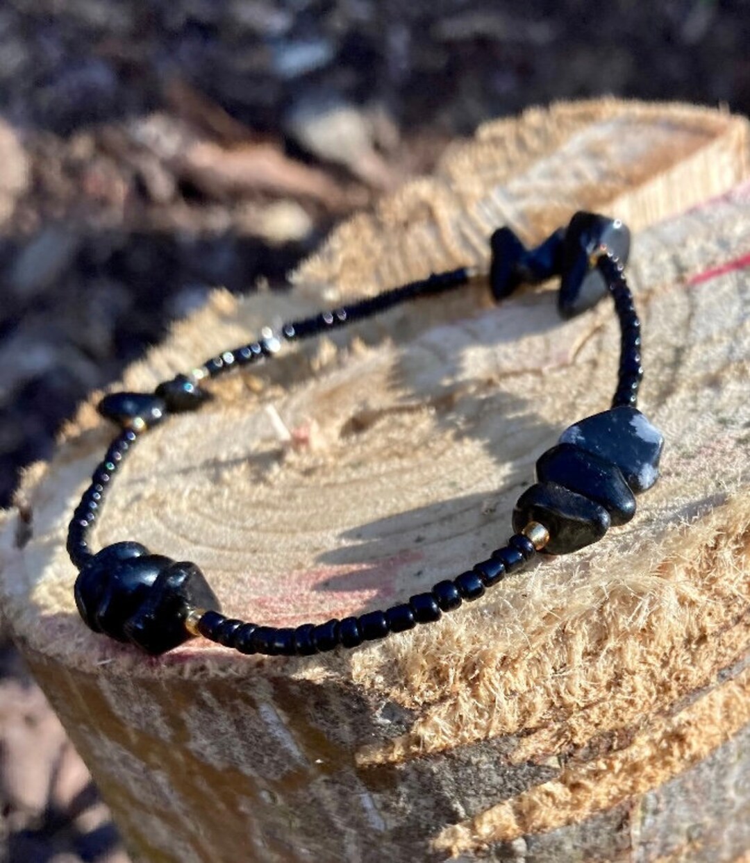 Crystal Anklet Black Obsidian Beads - Etsy