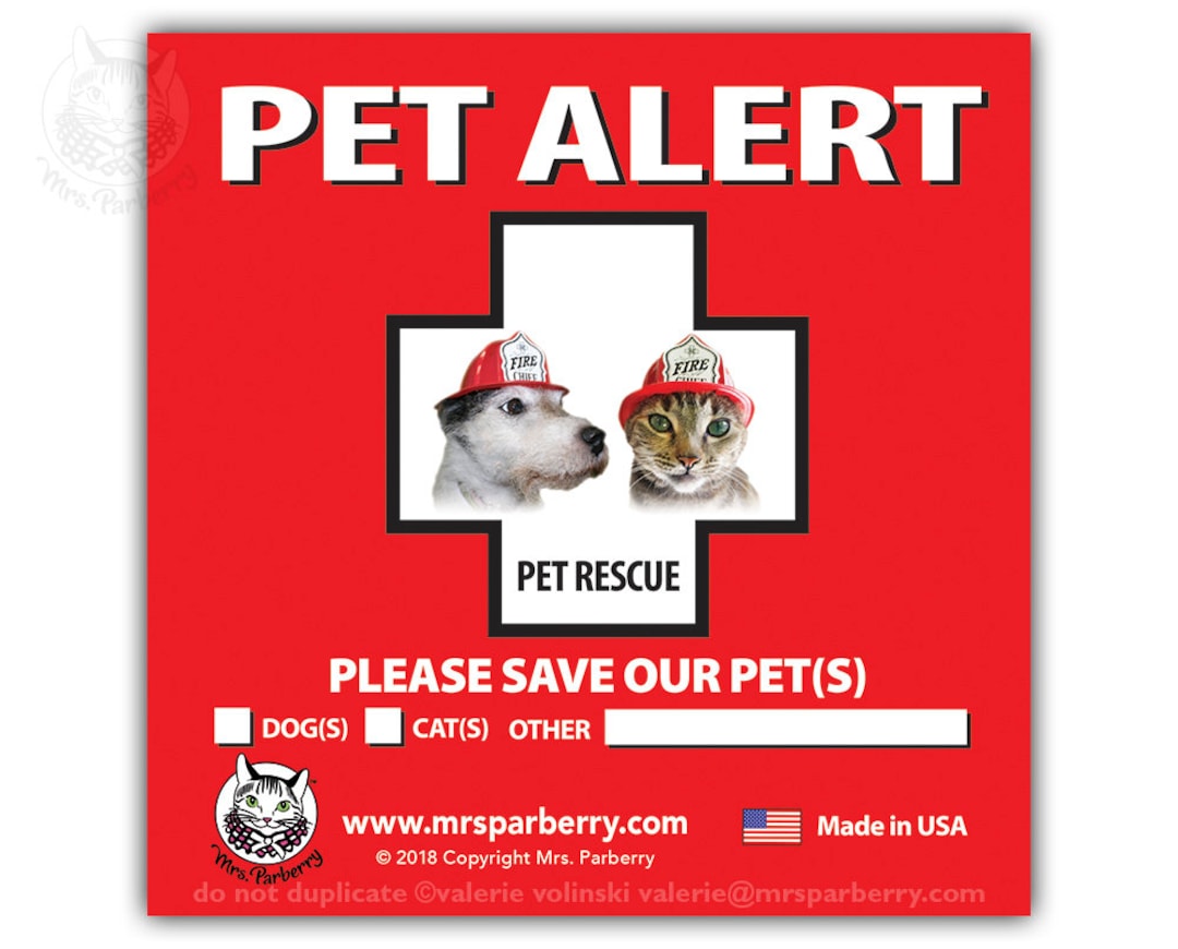 Pet Emergency, Pet Alert , Fire Safety Sticker, Save My Pet Sticker ...