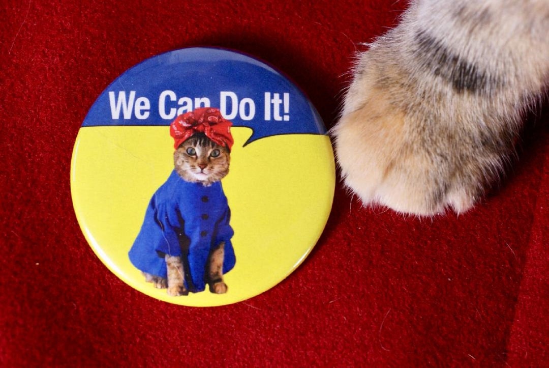 Cat Button Womens March Button Rosie the Riveter Campaign - Etsy