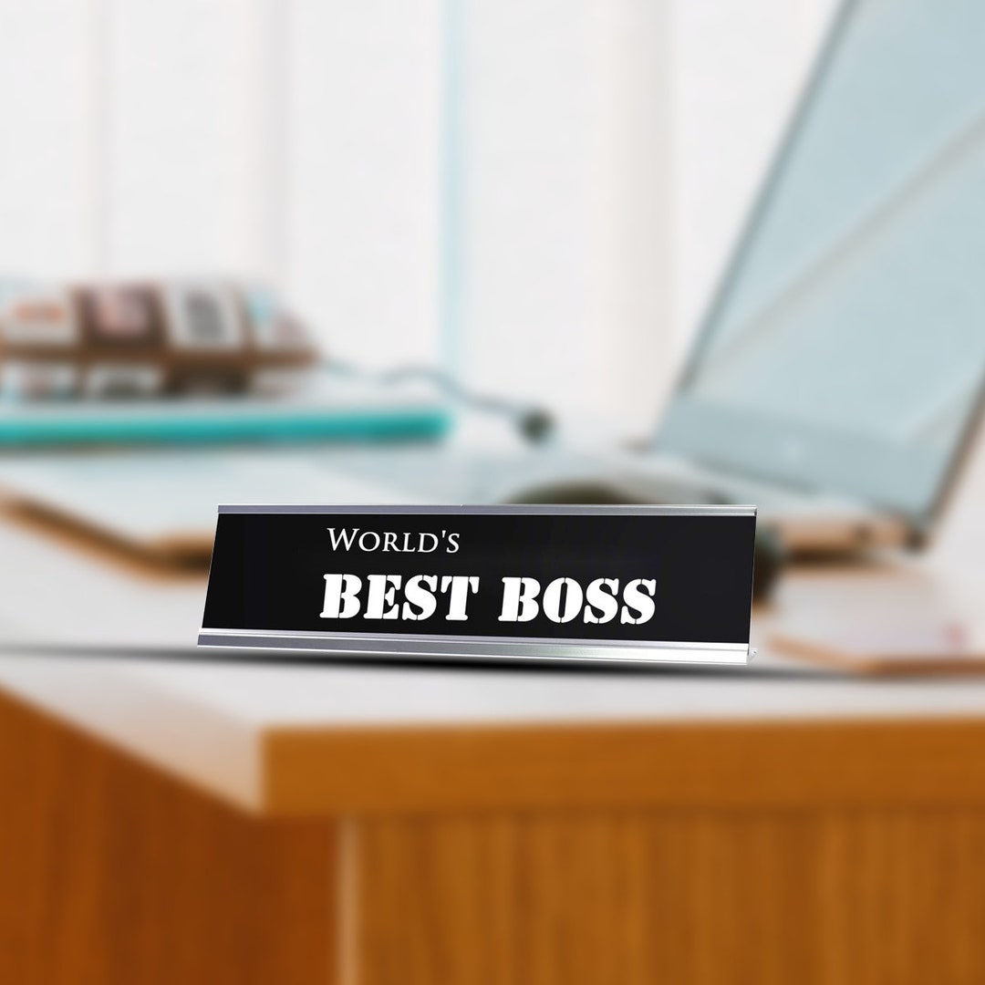 Funny Desk Name Plate, World's Best Boss Name Plate, Funny Gift for ...