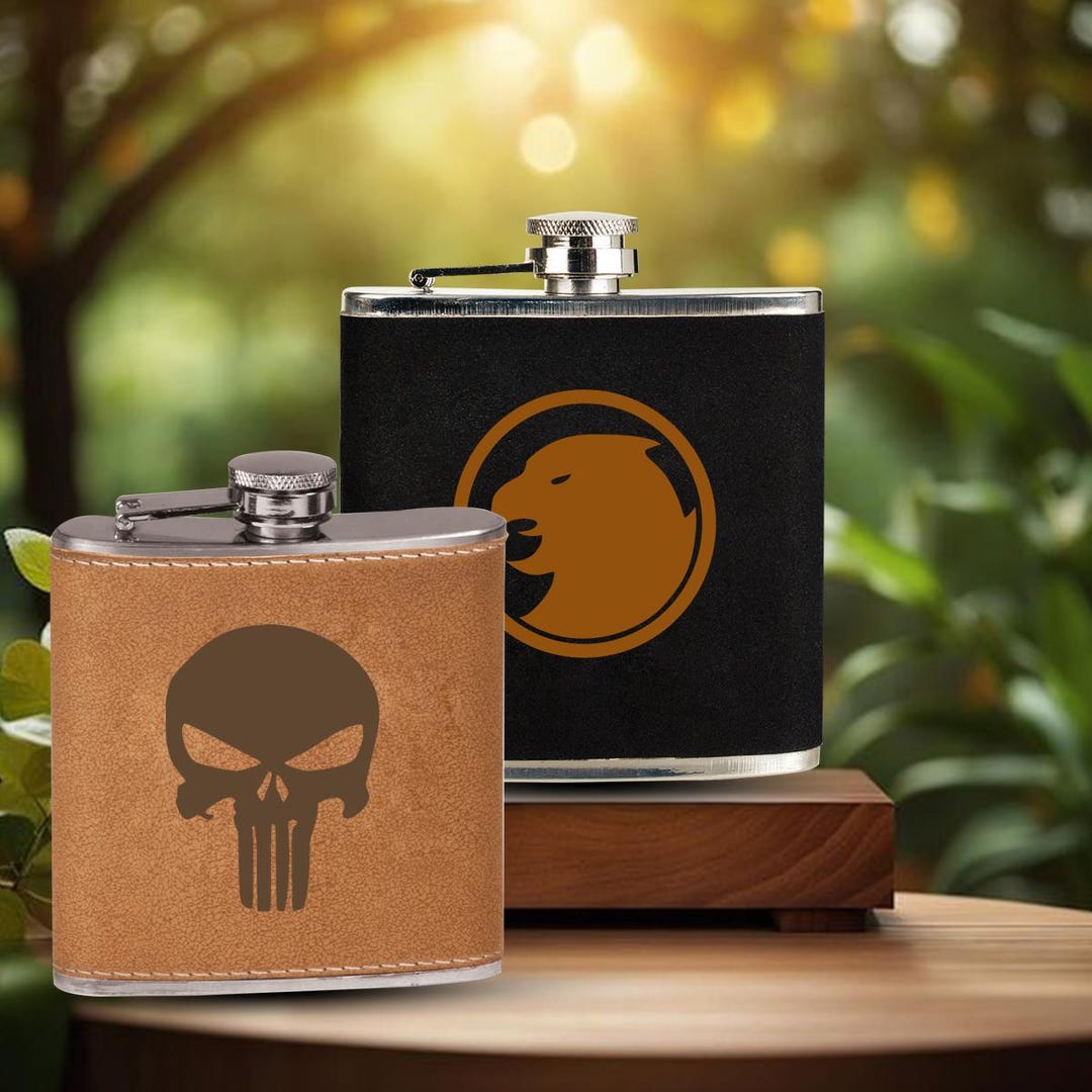 Personalized Super Hero Flask for Men, Customized Engraved Leather Flask for Groomsmen, Hip ...