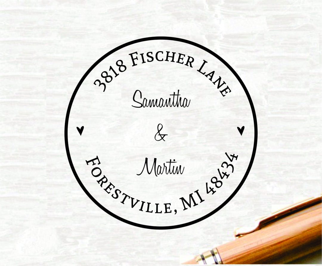 Minimal Design Custom Round Self Inking Address Stamp for Couples ...