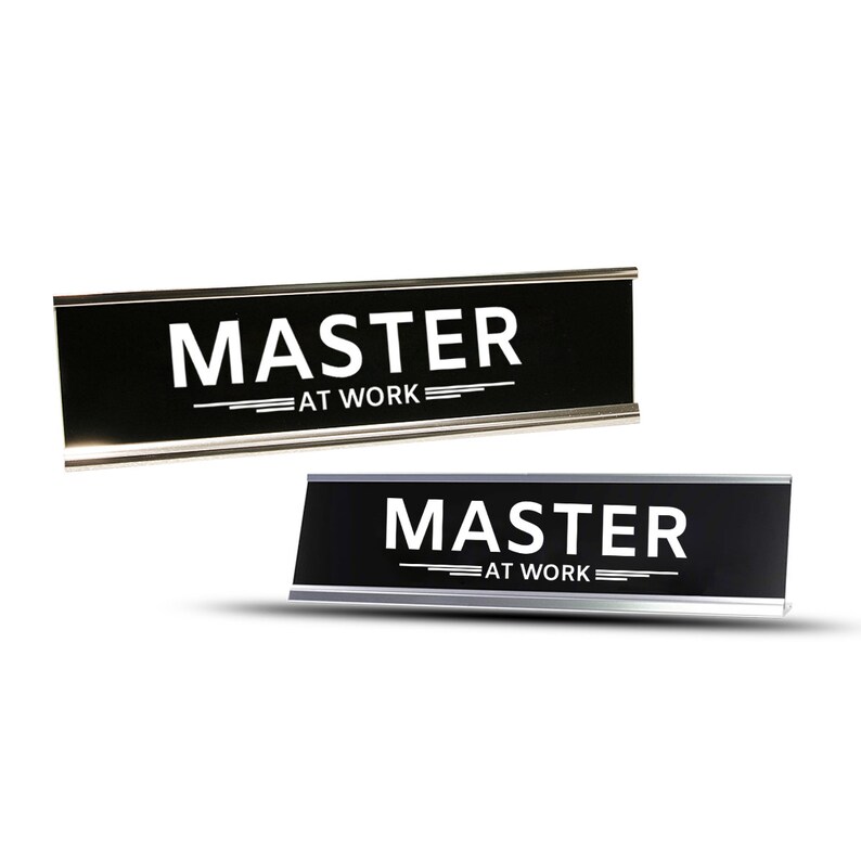 Funny Desk Name Plate: Master at Work, Custom Office Gift (2x8 Inches ...