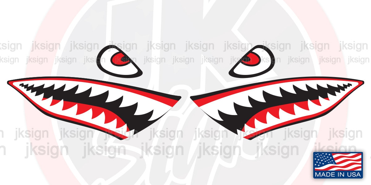 Angry Face Shark Teeth Decal 2 DECALS For Window Laptop PC | Etsy