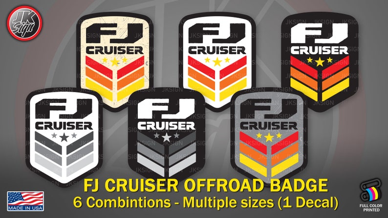 FJ Badge Decal FITS on Toyota FJ Cruiser Lovers New Colors - Etsy