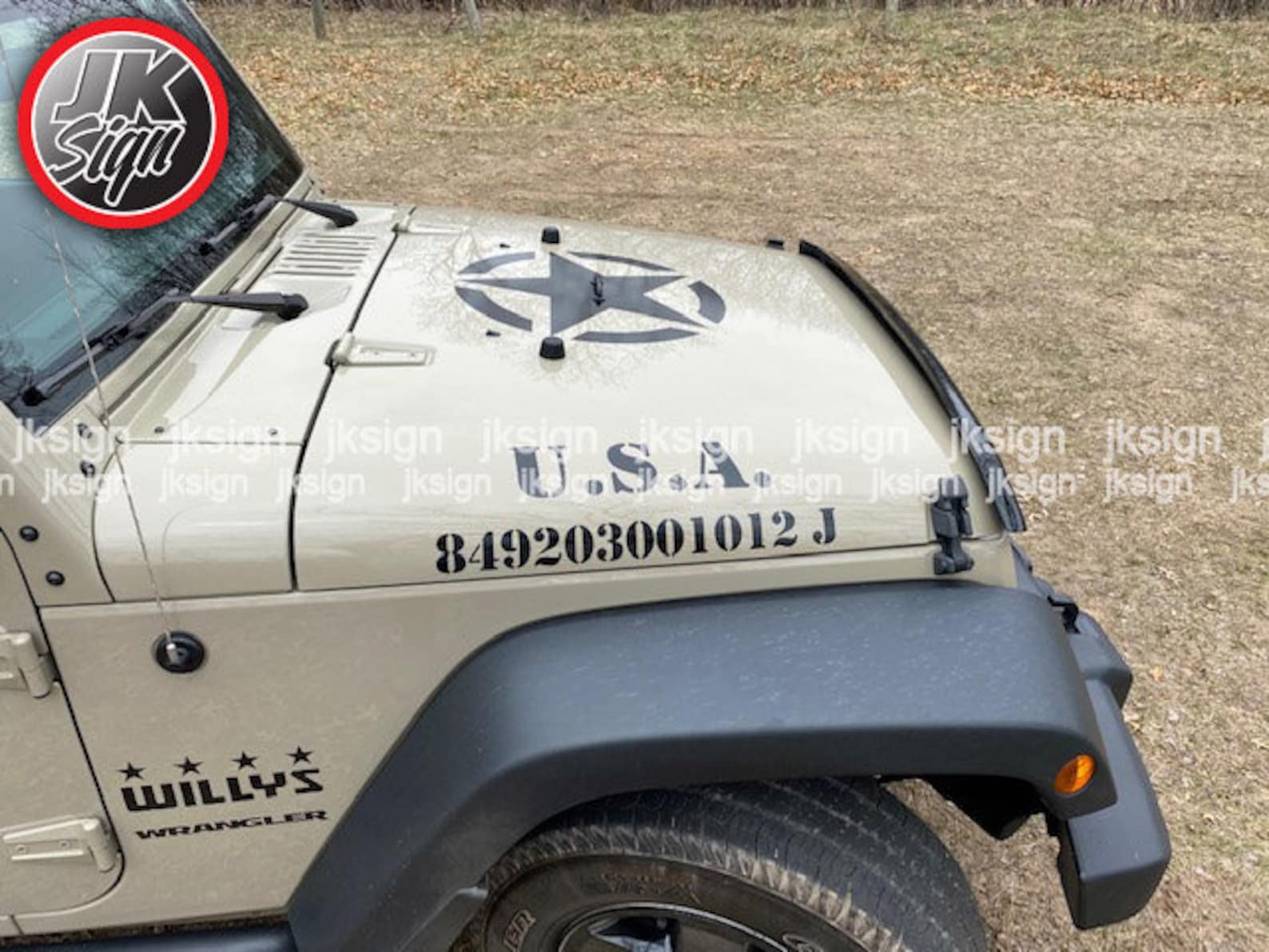 WW2 Set Vinyls Decals Military Restoration Kit USA Army Fits on Jeep JK ...