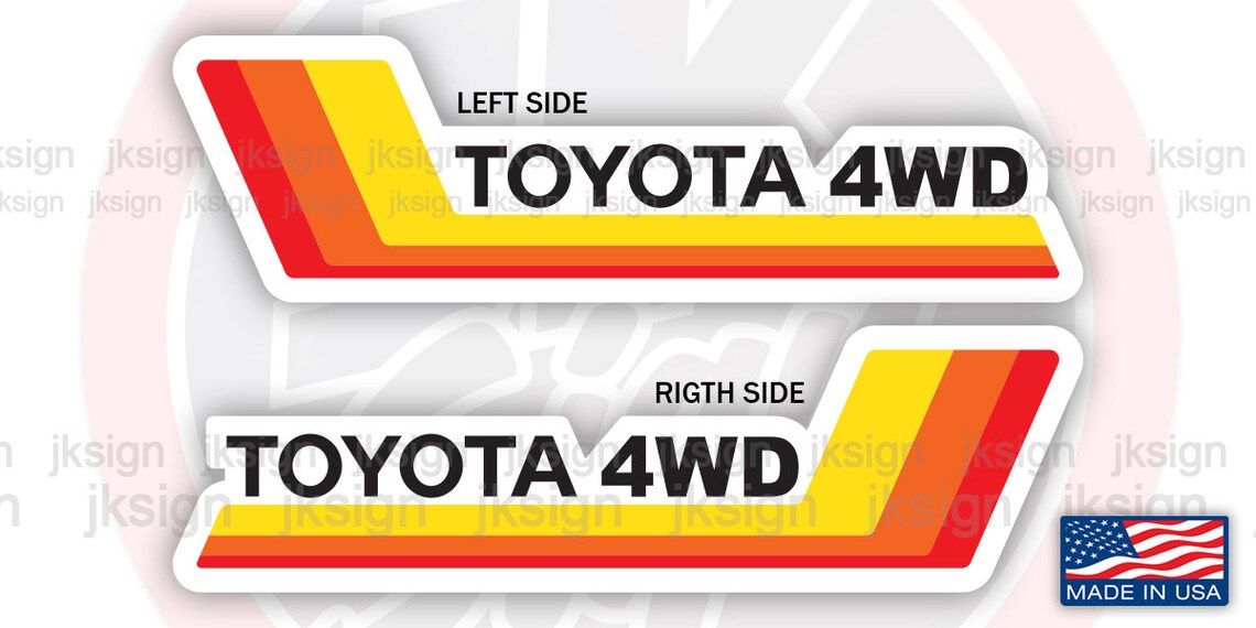 Tri-color 4WD Retro Bedside Decal Vintage Color FITS on Toyota | Etsy