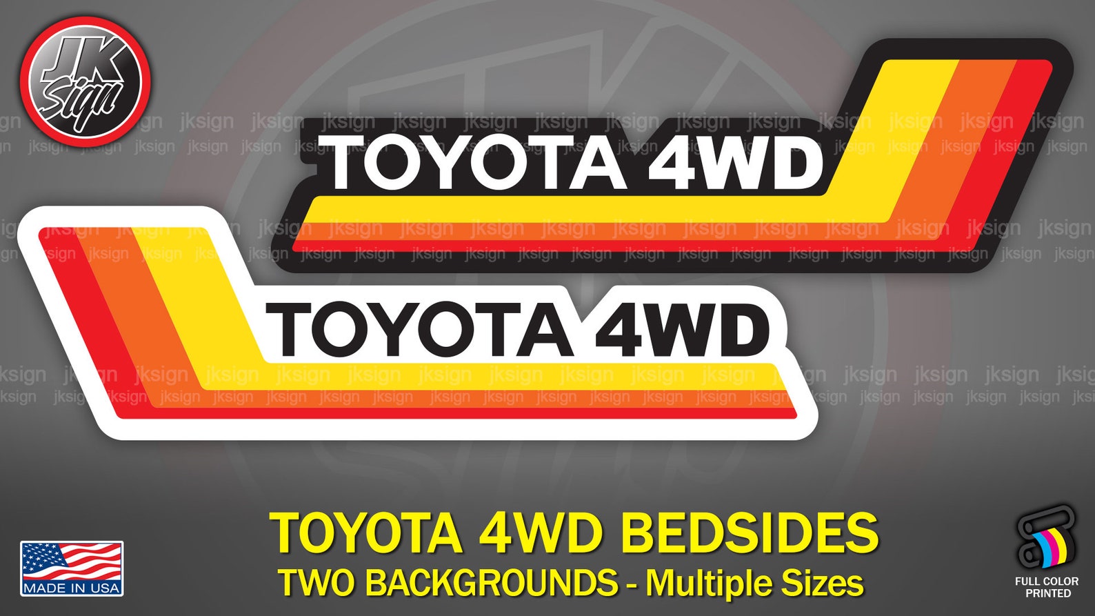 Tri-color 4WD Retro Bedside Decal Vintage Color FITS on Toyota | Etsy