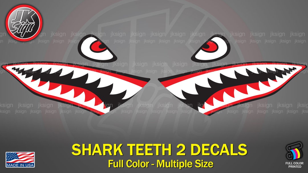 Angry Face Shark Teeth Decal (2 DECALS) - Etsy