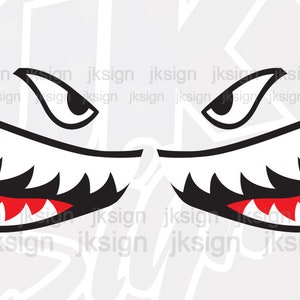Angry Face Shark Teeth Decal (2 DECALS) - Etsy