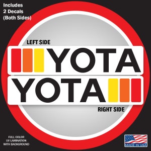 Yota Tri-color Bedside Decal for Toyota Lovers (includes 2 Decals) - Etsy