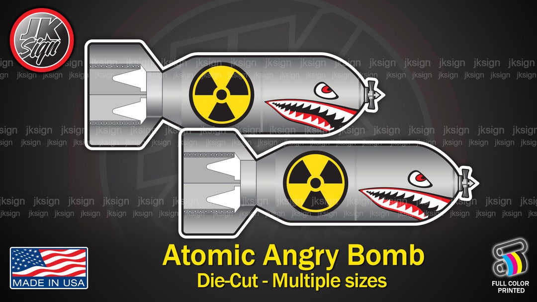 Atomic Angry Face WW2 Bomb USA Decal for Window Laptop Mug Bumper ...