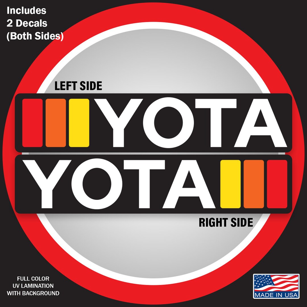 Yota Tri-color Bedside Decal for Toyota Lovers (includes 2 Decals) - Etsy